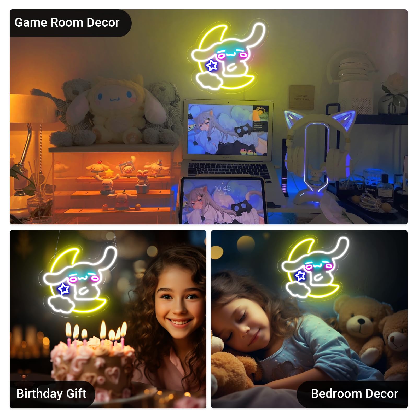 Mua KiMineon Japanese Cinnamoroll Neon Sign, 3D Art Cinnamoroll Hug The ...