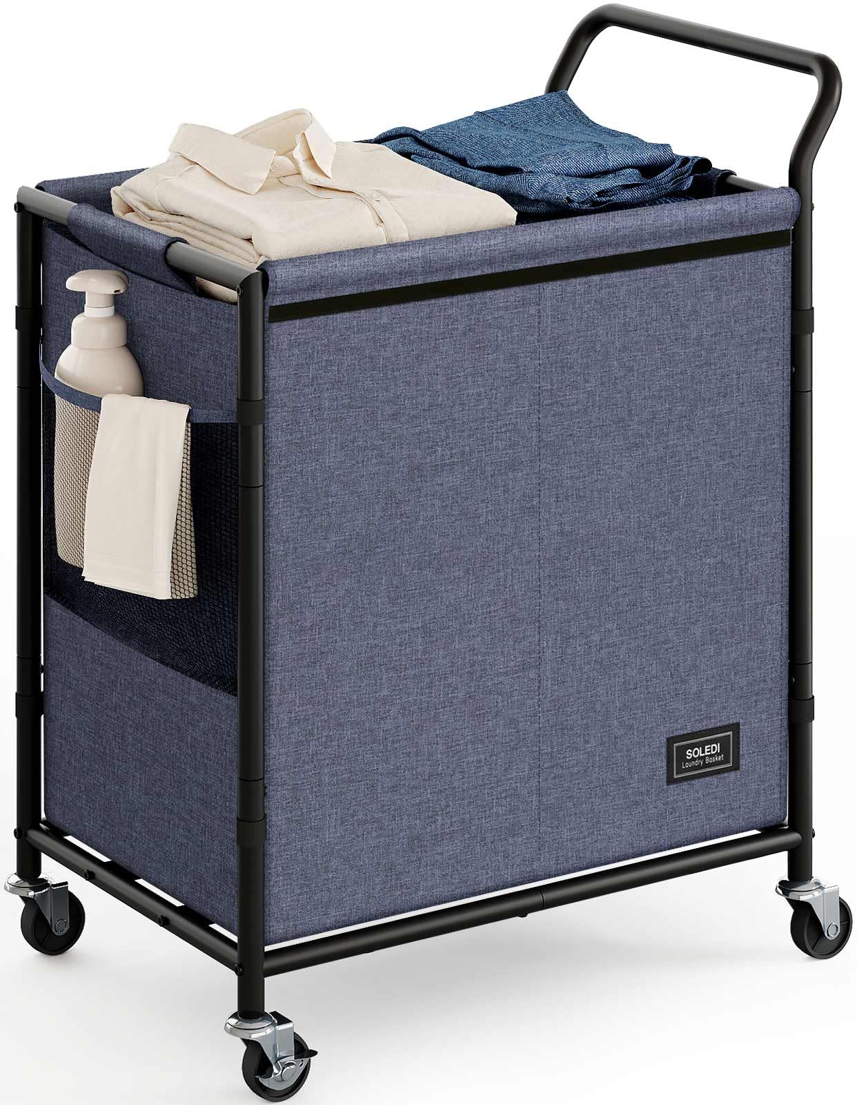 SOLEDI Laundry Basket with Wheels,38 Gallons(145L) Laundry Hamper 2 ...