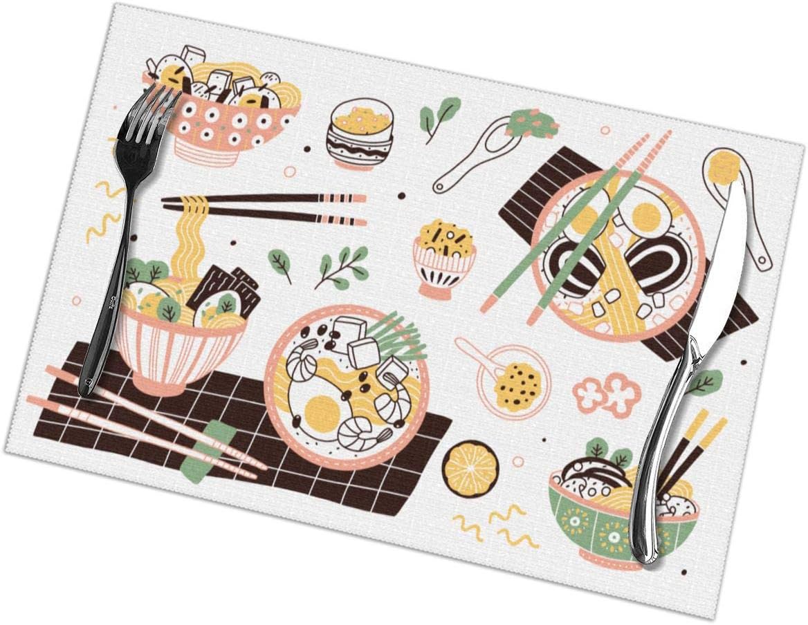 Cute Cartoon Yummy Food Placemats for Dining Table Set of 6 12 X 18 ...