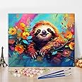 Amazon.com: TUMOVO Sloth Paint by Numbers, Animals and Flowers Paint by ...
