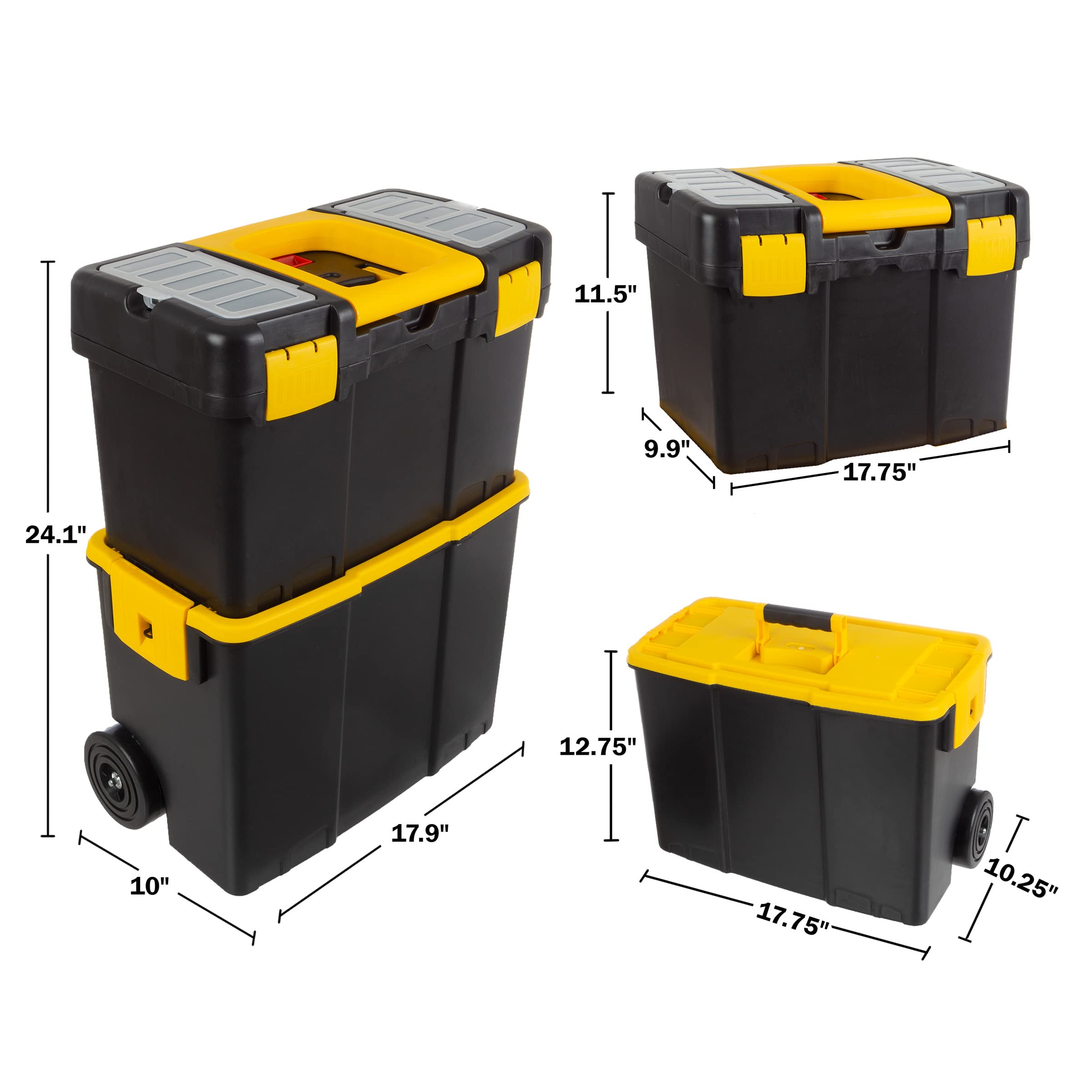 Mua Portable Tool Box with Wheels - Stackable 2-in-1 Tool Chest with ...