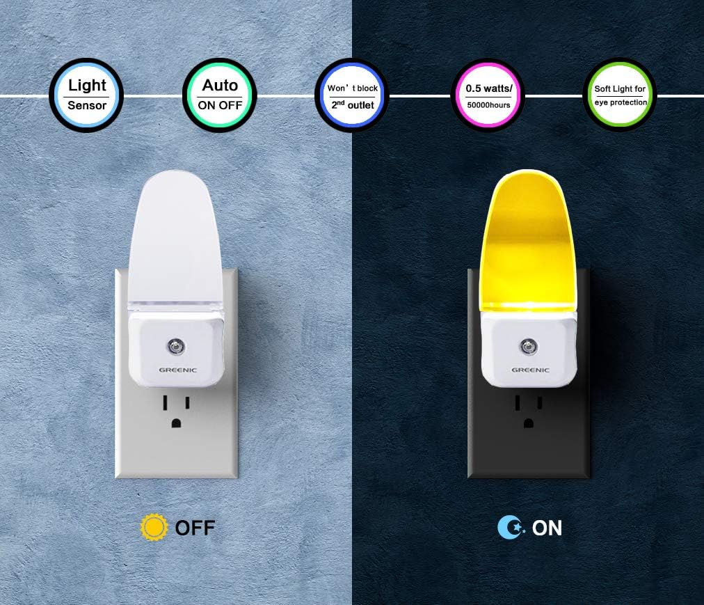 2 Pack LED Night Light, Dusk to Dawn Light Sensor, UK Plug in, Auto On ...