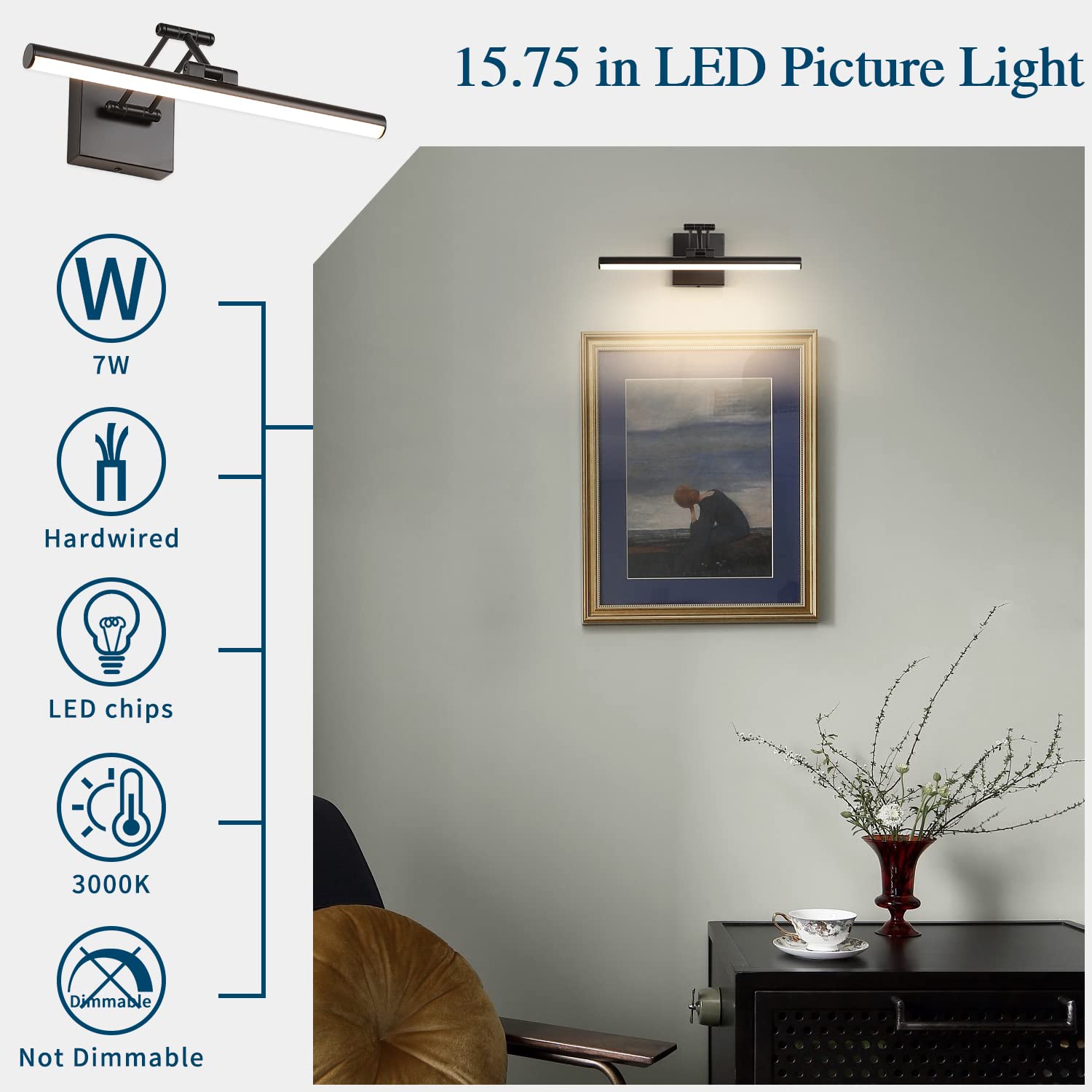 Mua Joossnwell Modern Picture Light Black LED Picture Frame Lights for ...