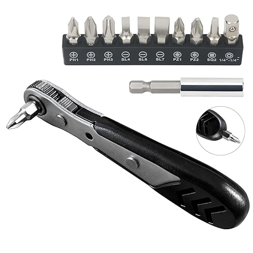 STREBITO Mini Ratchet Set 12-Piece 1/4 Right Angle Screwdriver Set ...