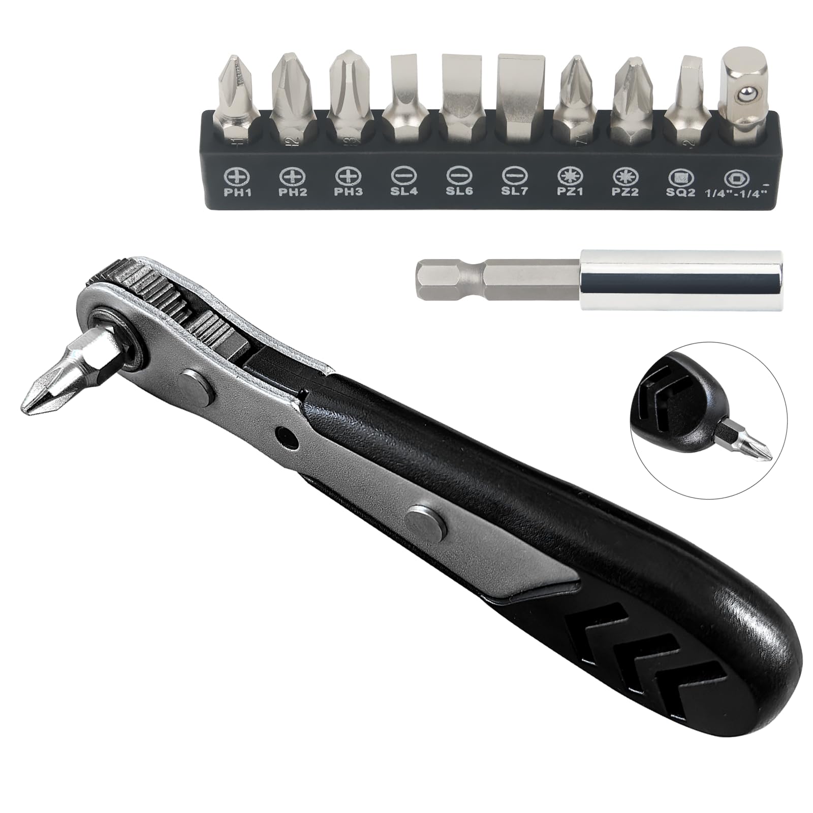 STREBITO Mini Ratchet Set 12-Piece 1/4 Ratchet Right Angle Screwdriver ...