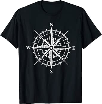 Amazon.com: Hand Drawn Compass Rose Nautical T-Shirt: Clothing