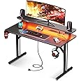 Amazon.com: MOTPK Small Gaming Desk with LED Lights & Power Outlets, 39 ...
