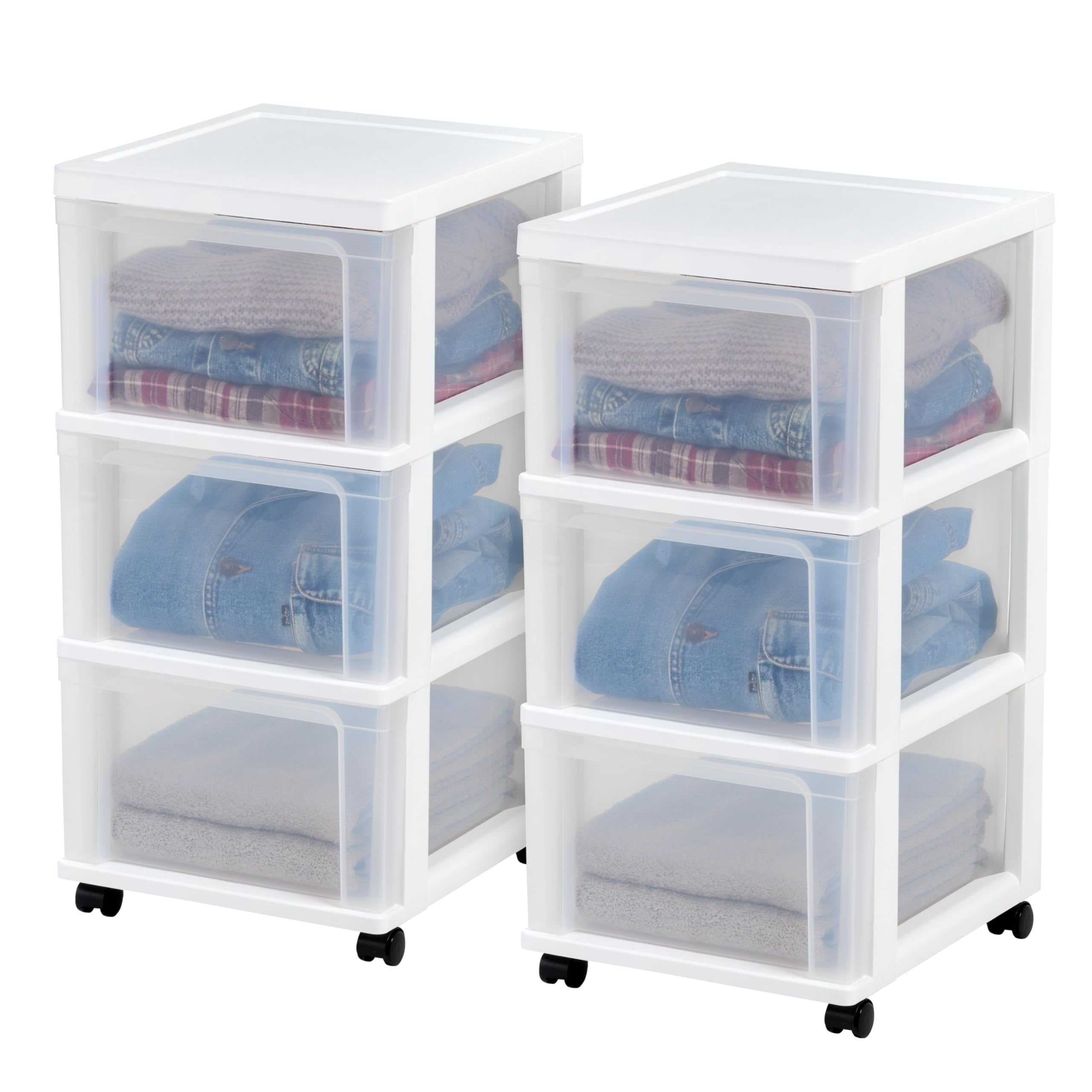 IRIS USA Plastic 3-Drawer Storage Organizer Rolling Cart, with Wheels ...
