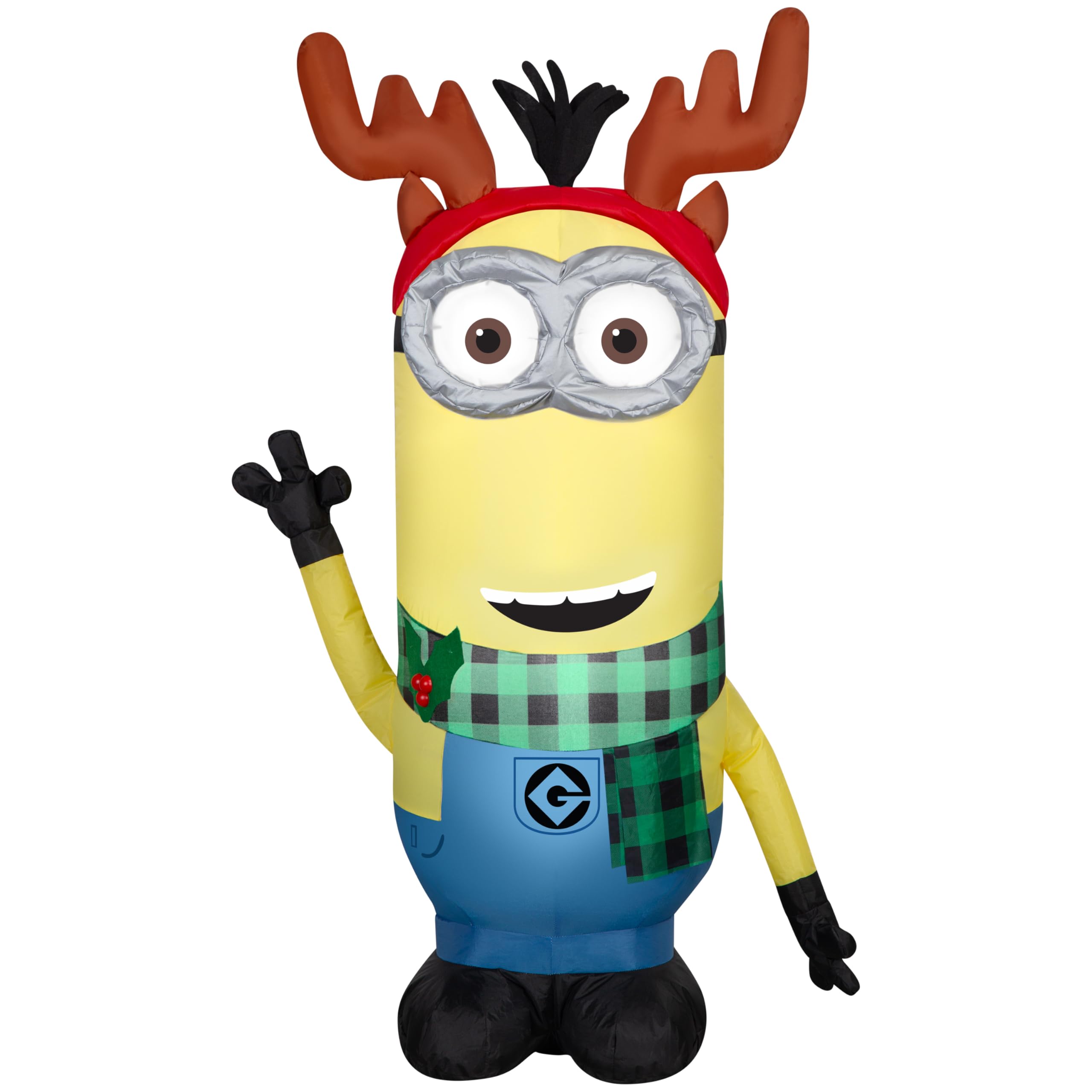 Gemmy Christmas Airblown Inflatable Minion Kevin w/Antlers Headband and ...