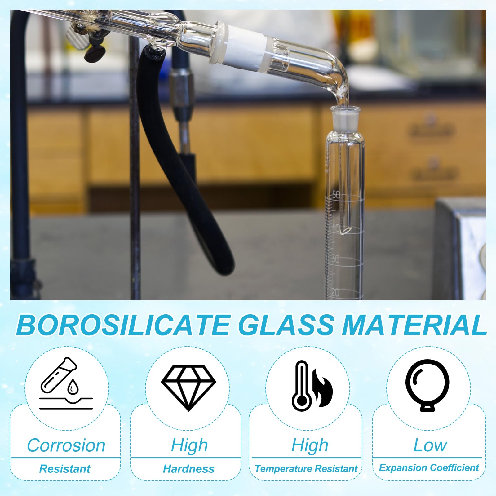 PATIKIL Borosilicate Glass Distillation Adapter, 105 Degree 24/40 Outer ...