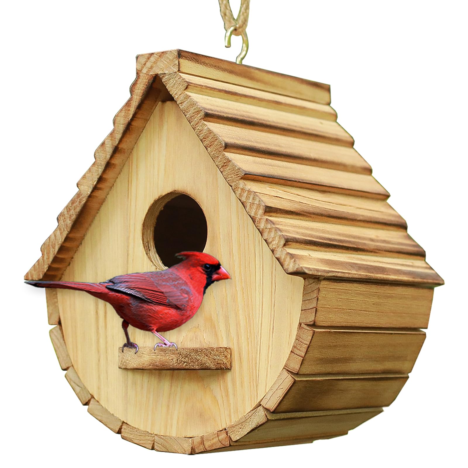 STARSWR Bird House for Outside,Bird Houses Outdoor, Natural Wooden Bird ...