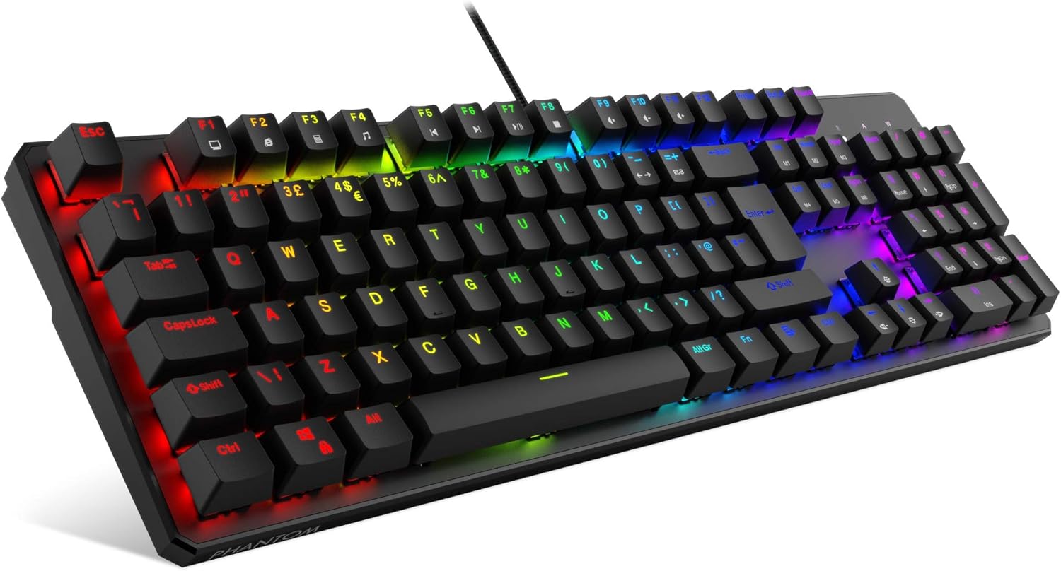 TECWARE Phantom RGB 104/105 Backlit Mechanical Keyboard (UK 105 BROWN ...