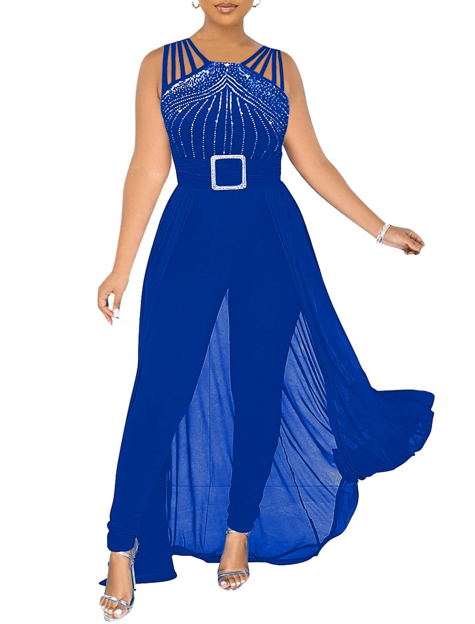 chicyes Womens One Piece Elegant Overlay Jumpsuits Dressy Plus Size ...
