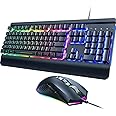 Amazon.com: Wired Gaming Keyboard and Mouse Combo, 104 Keys All-Metal Panel Rainbow Computer ...