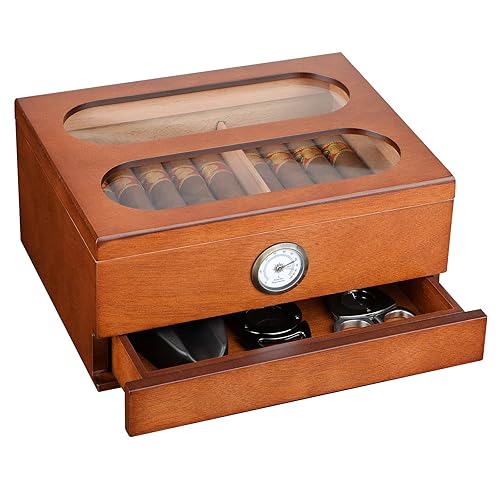 COOL KNIGHT Cigar Humidor with Front Hygrometer, Humidifier and ...