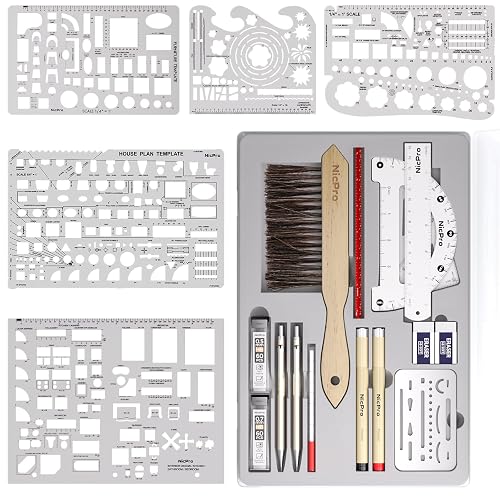Nicpro 21PCS Professional Drafting Tools & Geometry Set with Case ...