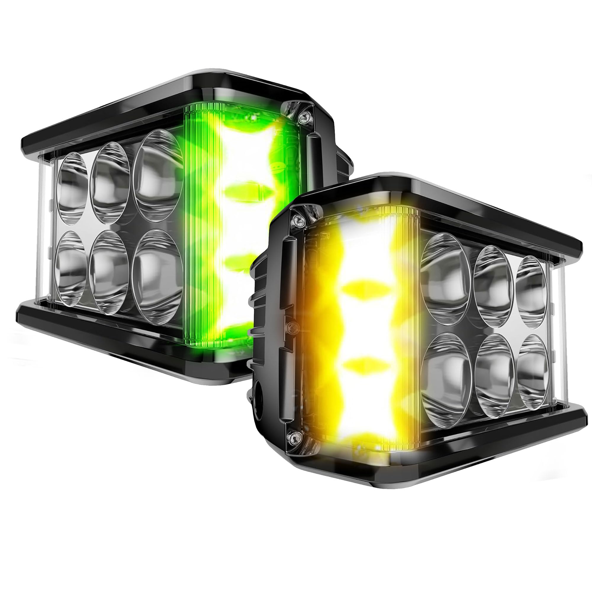 SLARY 4 inch LED Pods White DRL Work Lights, Side Shooter with Yellow ...