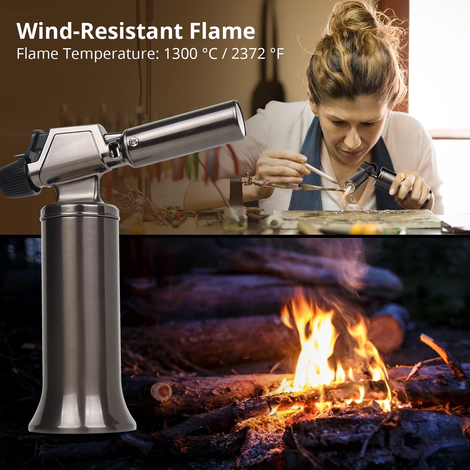 Mua Sondiko Butane Torch, Premium Metal Big Flame Torch Refillable Blow ...