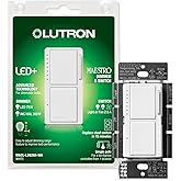 Lutron Maestro LED+ Dual Dimmer and Timer Switch for Lights or Fans| 75-Watt LED Bulbs/2.5A Fans ...