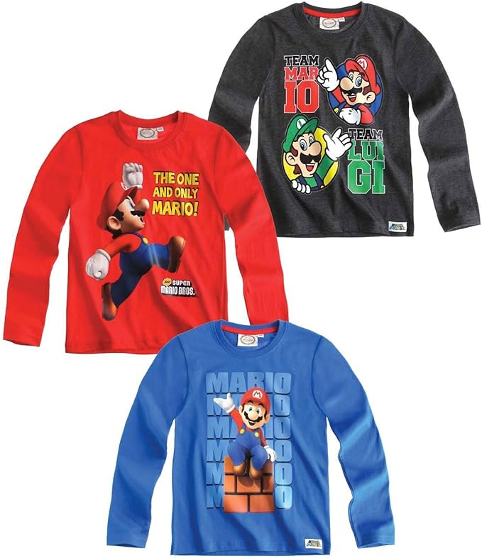 Maglietta Super Mario - Manica Lunga - T-shirt originale Nintendo ...