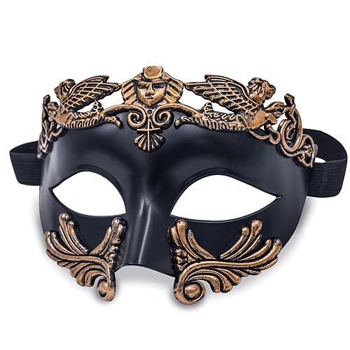 MYSEUNI Masquerade Mask for Men - Roman Greek Venetian Half-face Mask ...