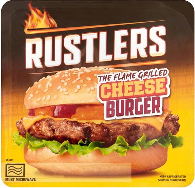 Rustlers The Flame Grilled Cheese Burger, 162 g: Amazon.co.uk: Watches