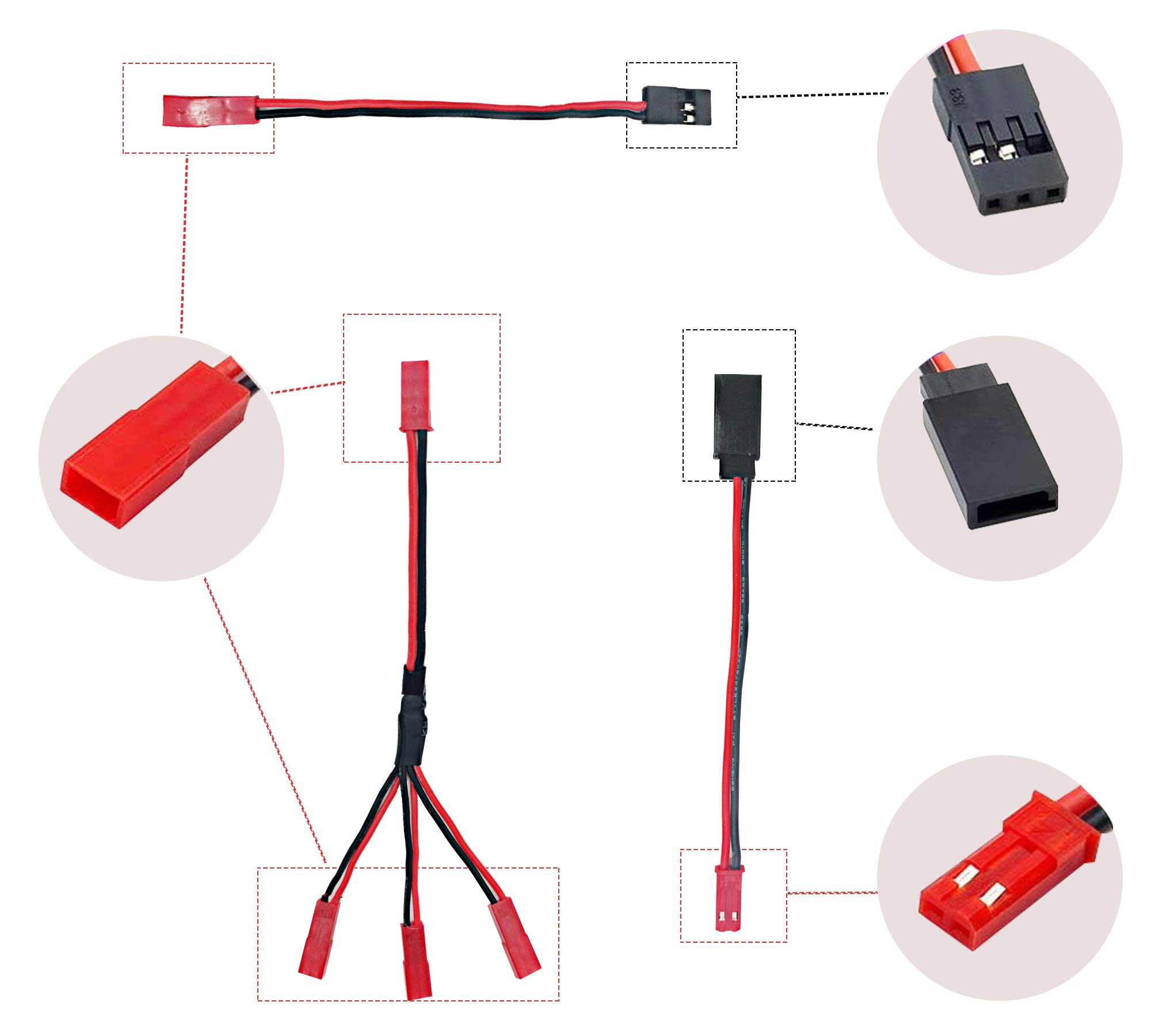Mua 【 Selection】 HOPLEX JST Plug Splitter JST Male Female Y Cable JST Y ...