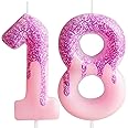 Amazon.com: Pink 18th Birthday Candles Purple Pink Number 18 Candle ...