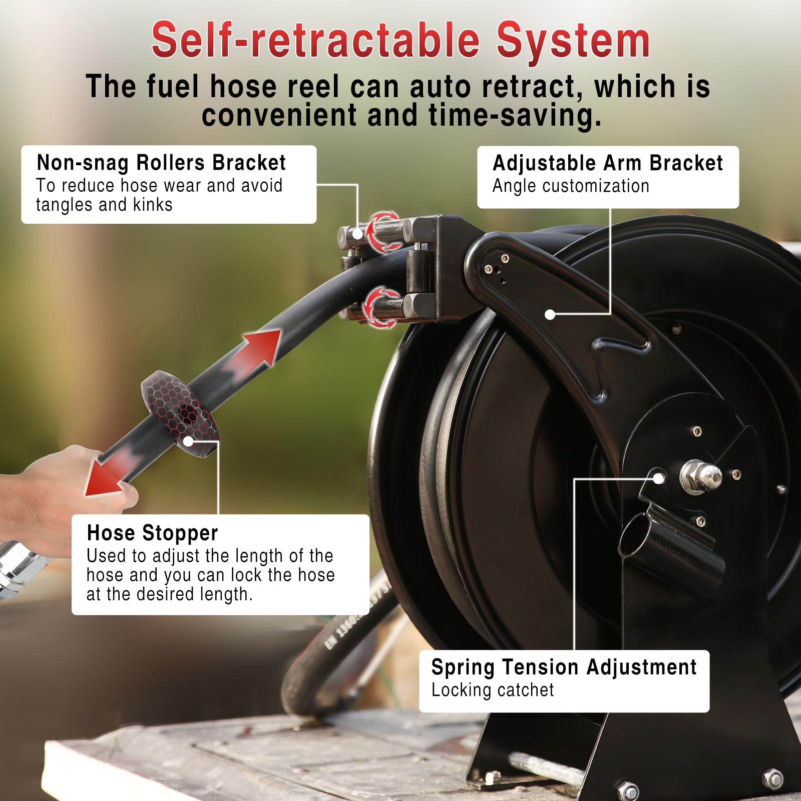 Mua Fuel Hose Reel, 3/4" x 50Ft Heavy Duty Industrial Retractable ...