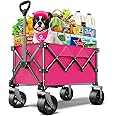Amazon.com : pikulLA Beach Wagon,Collapsible-Wagon 220lbs with Big ...