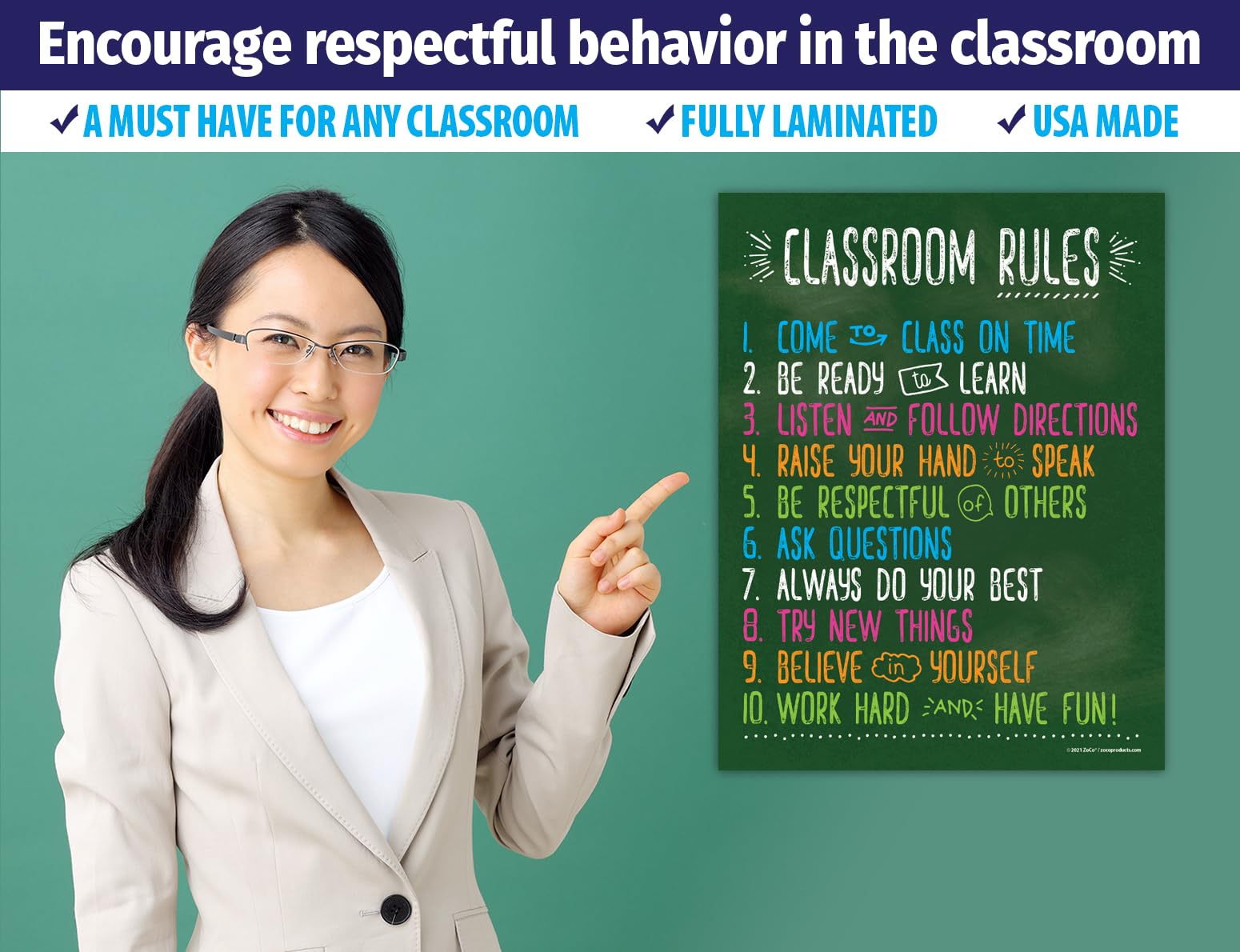 Mua ZOCO Classroom Rules Poster - LAMINATED, 17x22 Inches - Class ...
