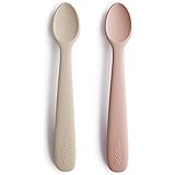 Amazon.com: mushie Silicone Baby Feeding Spoons | 2 Pack (Stone/Cloudy ...