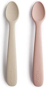Amazon.com: mushie Silicone Baby Feeding Spoons | 2 Pack (Blush ...