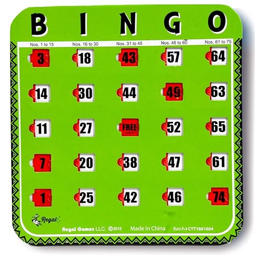 Regal Bingo Bulk Bingo Cards with Sliding Windows - Reusable Large ...