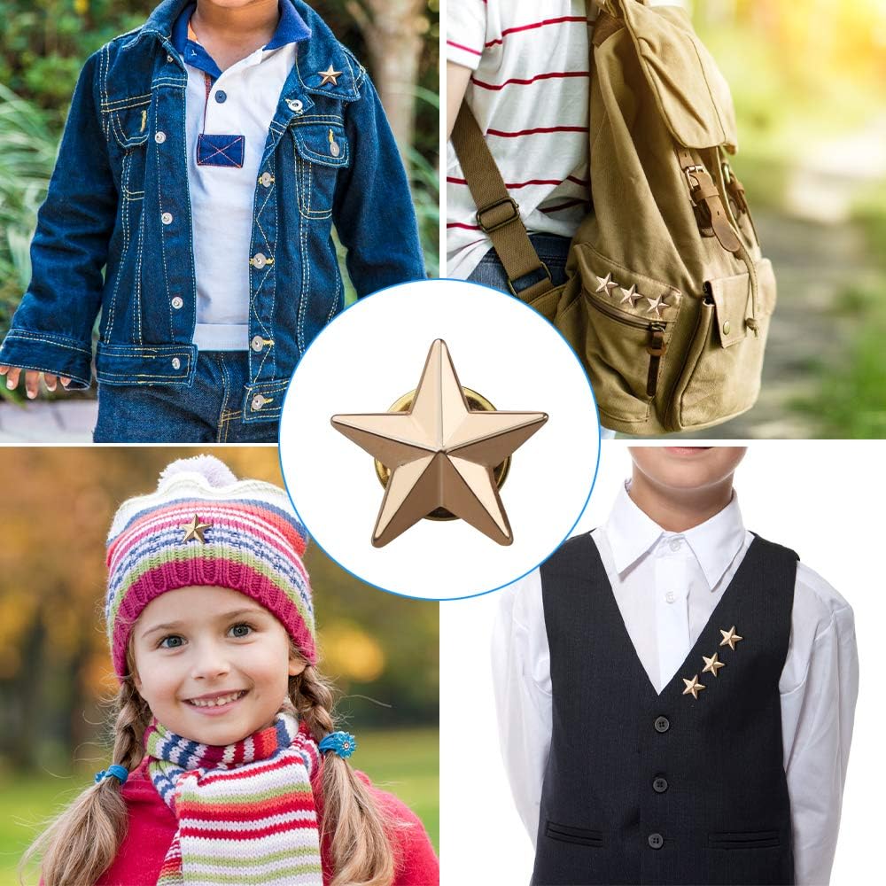 Chudian 30 Pieces Star Badge Lapel Pins, 1.8 CM Gold Star Pin 5 Pointed ...