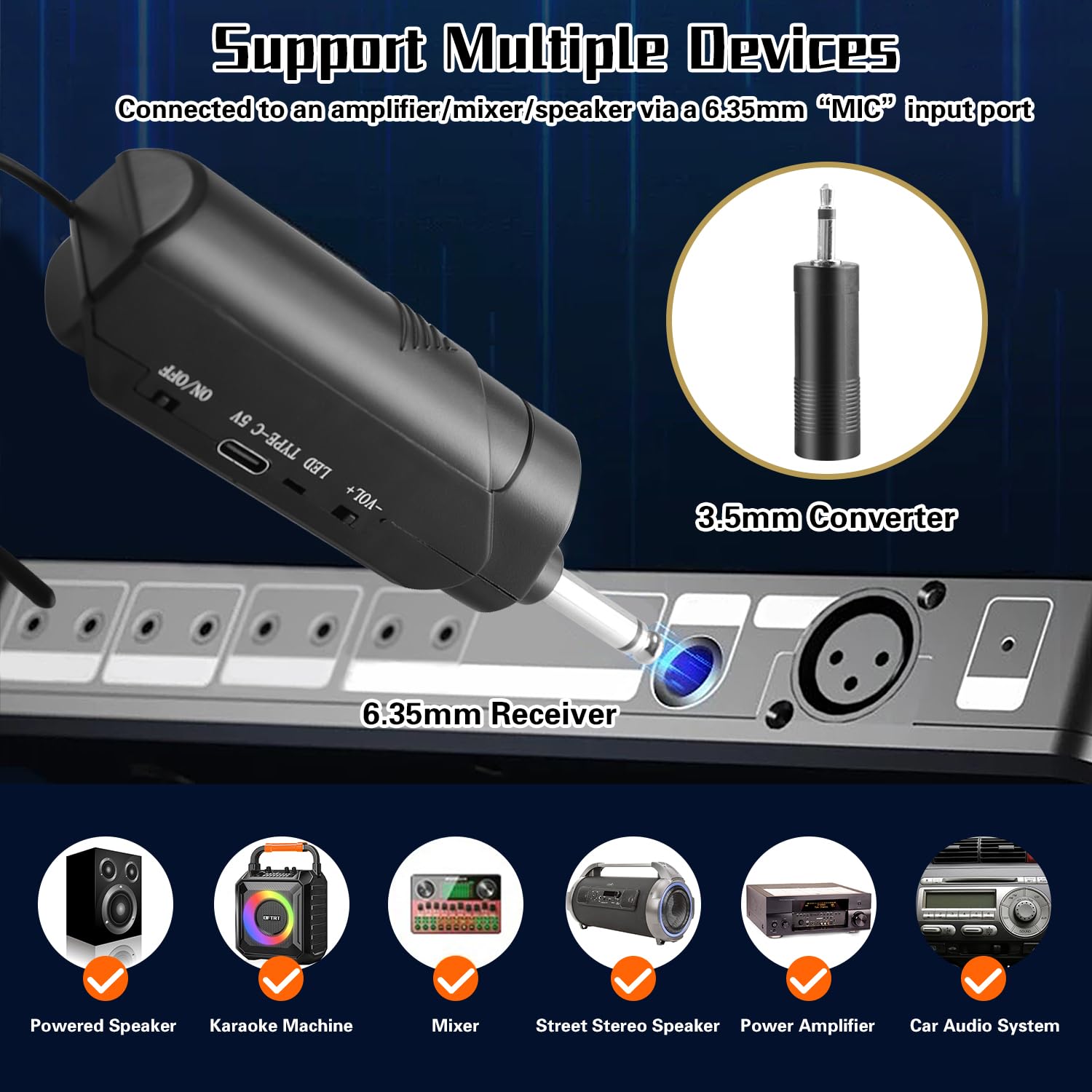 Mua Wireless Microphones, UHF Metal Rechargeable Cordless Dynamic Mic ...