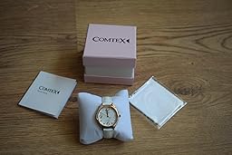 COMTEX Ladies Watches Rose Gold Tone with White Leather Strap Fashion ...