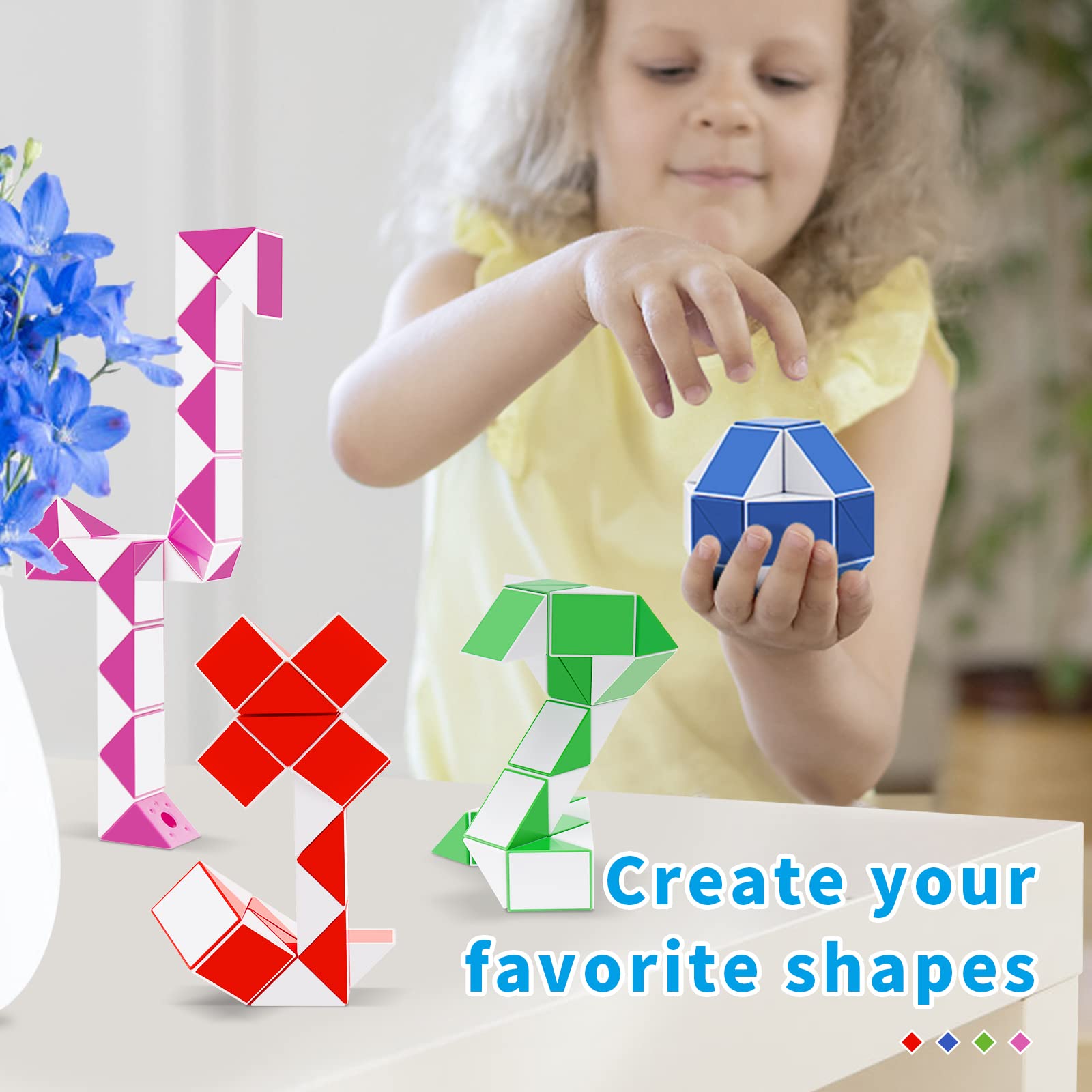 Mua 4 PCS 24 Large Blocks Magic Snake Puzzle Sensory Fidget Snake Cube ...