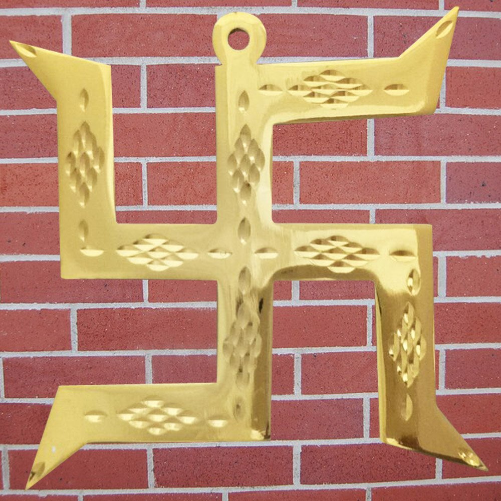 Mua Hindu Lucky Auspicious Symbol Swastika Pure Brass Wall Hanging for ...