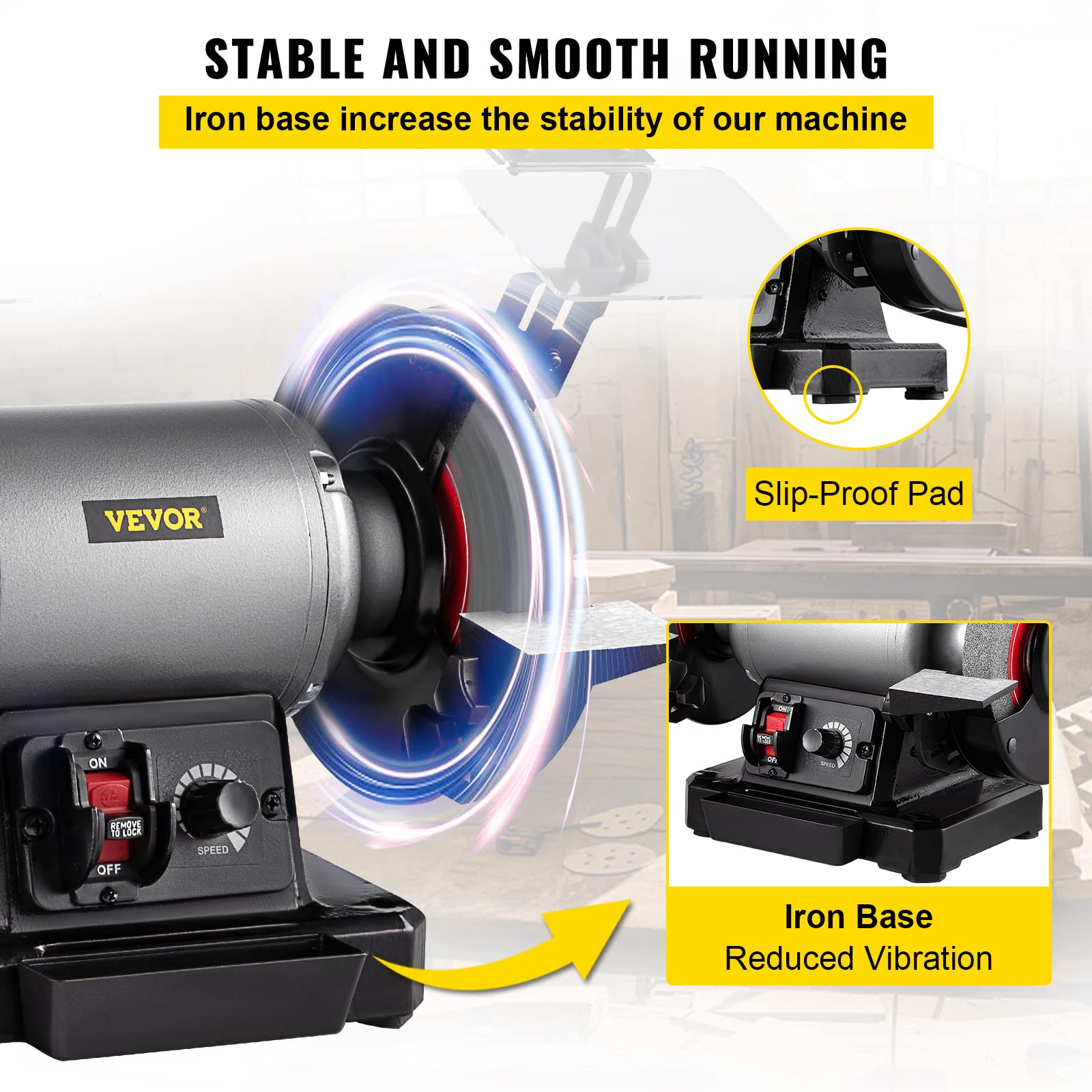 Mua VEVOR 6 inch Bench Grinder, 250W Motor, Variable-Speed Benchtop ...