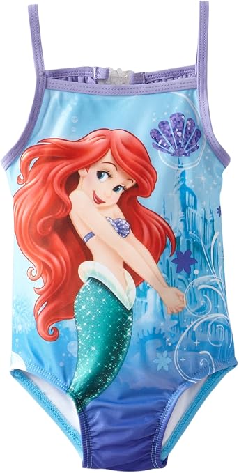 Amazon.com: Disney Princess Little Girls' Ariel 1 Piece Swimsuit, Blue ...