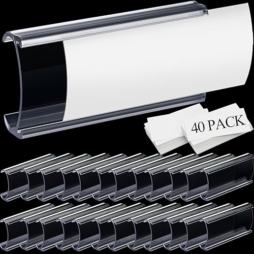 40 Packs Wire Shelf Clips Label Holder Plastic Shelf Label Tags Holder ...