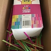 Amazon.com: [500 Pack] Neon Colored Drinking Straws - Flexible ...