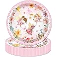 Amazon.com: 9" Fairy Paper Plates Floral Fairy Celebrate Party ...