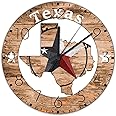 Amazon.com: Silent Wall Clock Analog Round Non-Ticking Texas Lone Star ...