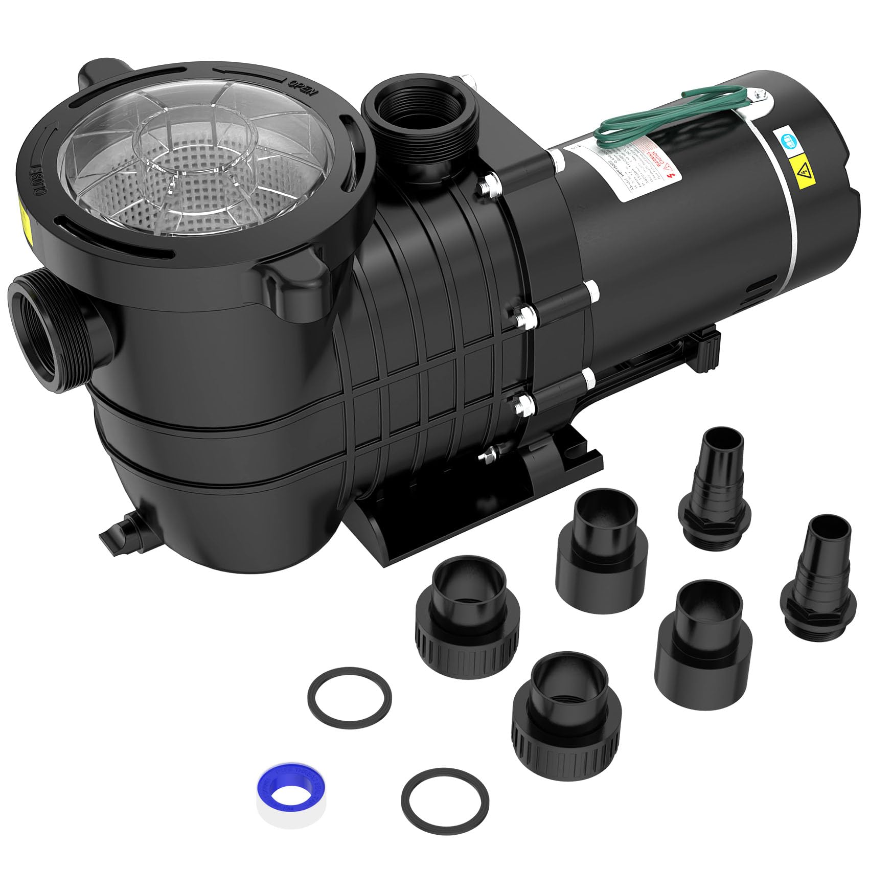 Seeutek 2.0 HP Pool Pump Above Ground and Inground,6900 GPH Powerful ...