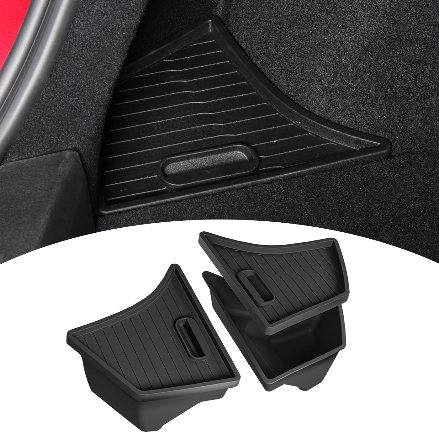 PUOENI New 2024 Model 3 Rear Trunk Storage Bins with Lids 2 PCS Rear ...