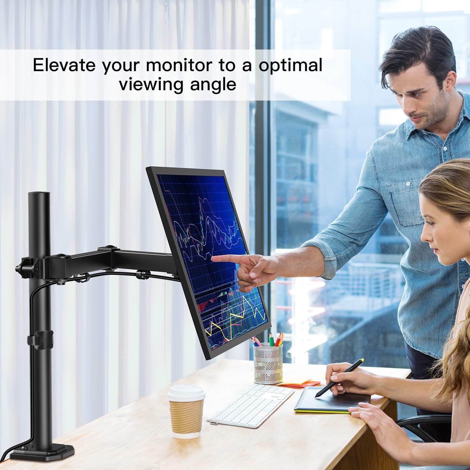 HUANUO 13-32 inch Single Monitor Mount, Fully Adjustable Desk Monitor ...