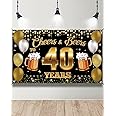 Amazon.com : HTDZZI Cheers to 40 Years Banner Backdrop Black Gold ...