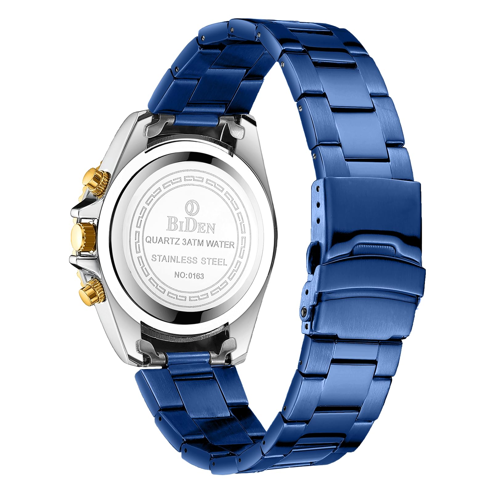 Mua Mens Watches Chronograph Blue Stainless Steel Waterproof Date Analog Quartz Watch Business ...